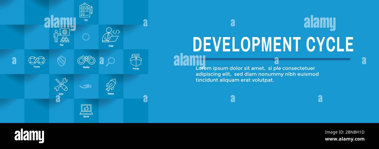 Development Operations and Life Cycle - DevOps Icon with process, build etc Stock Vector Image ...
