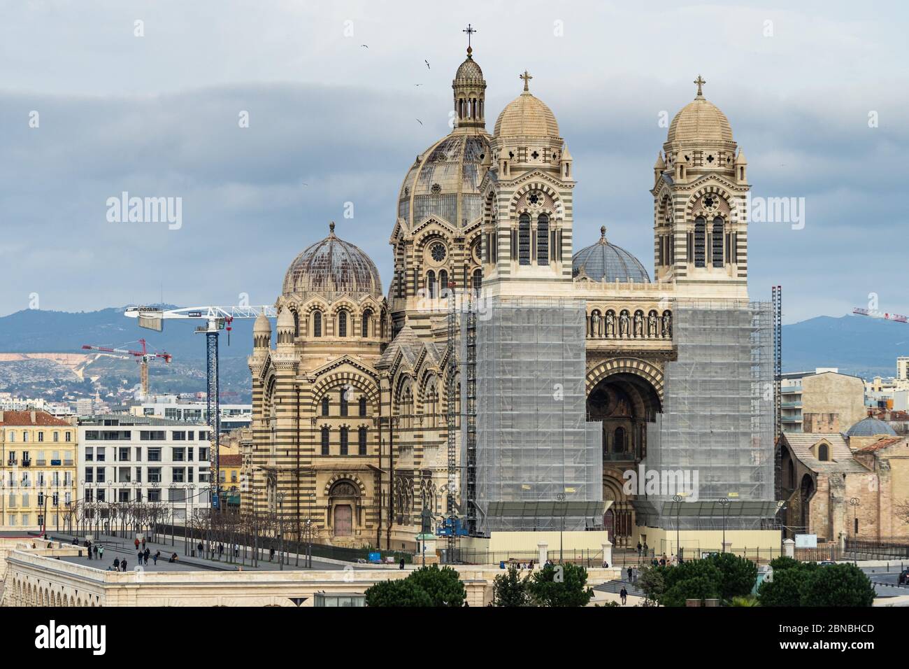 Aerial shot of the Cathedrale de la Major, Marseille, France Stock ...