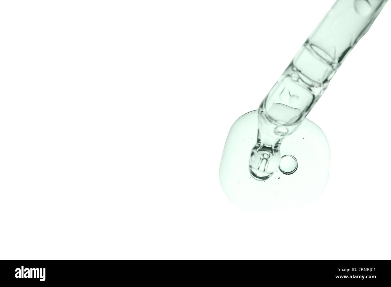 Cosmetic pipette with serum smear smudge drop swatch of collagen and ...