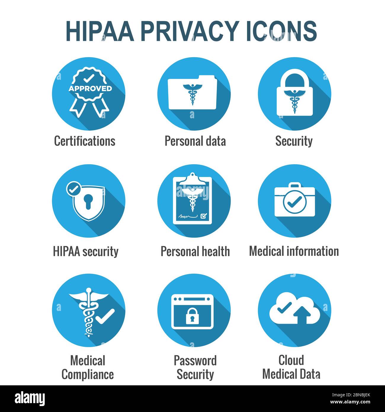 HIPAA Compliance icon set - hippa image involving medical privacy Stock ...