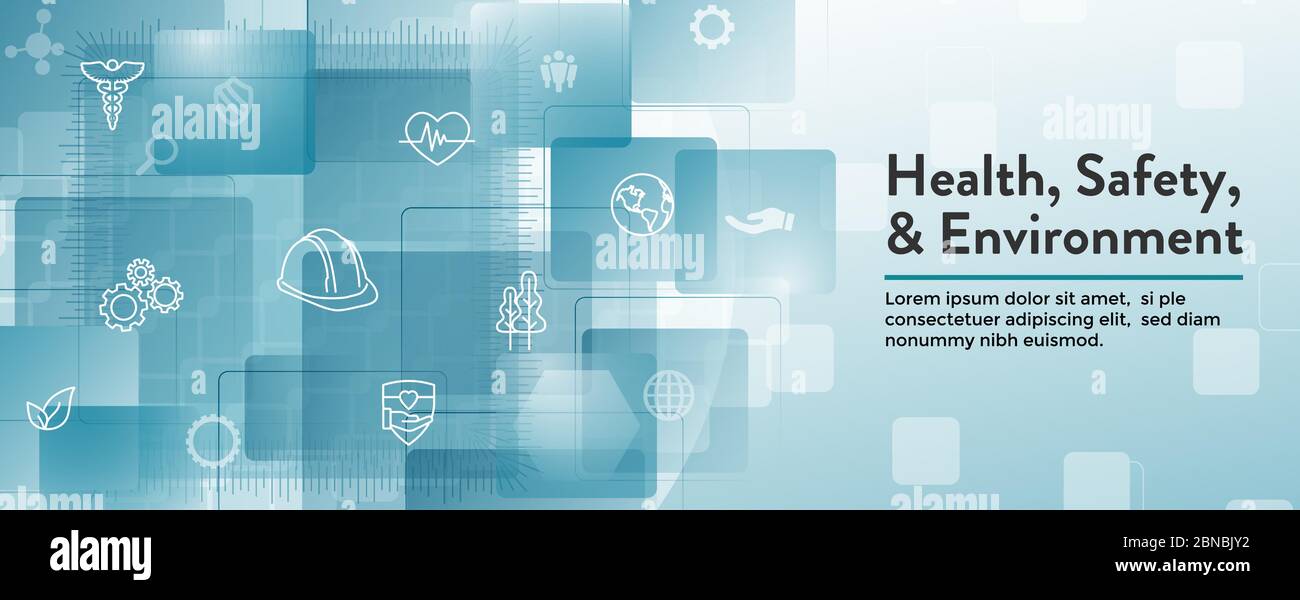 Health Safety & Environment Icon Set and Web Header Banner Stock Vector ...