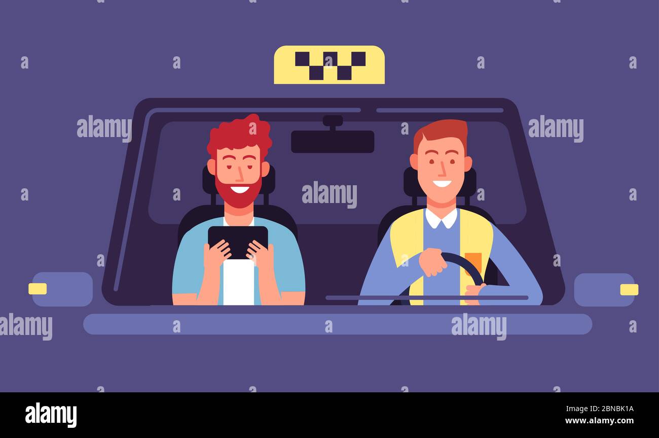Taxi driver passenger inside cab Stock Vector Images - Alamy
