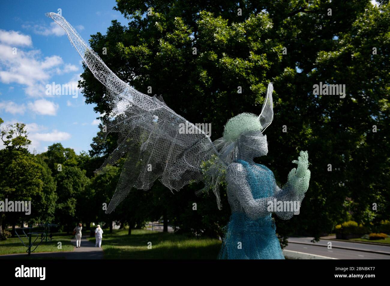 Sculptor Luke Perry's winged medical worker, which has been installed ...