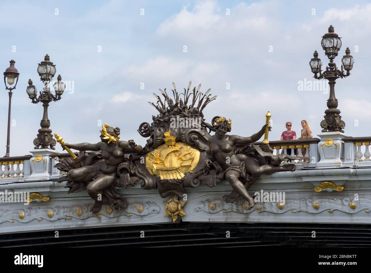 View of Pont Alexandre III (Alexandre the Third bridge) from a Bateaux ...