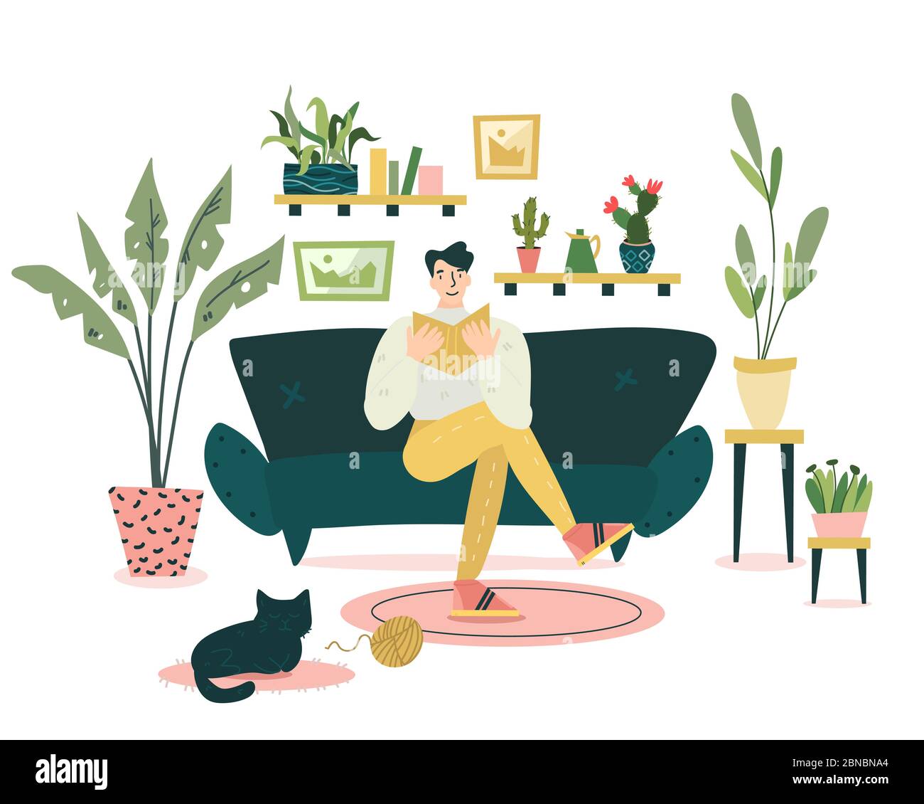 Cat indoors lifestyle Stock Vector Images - Alamy