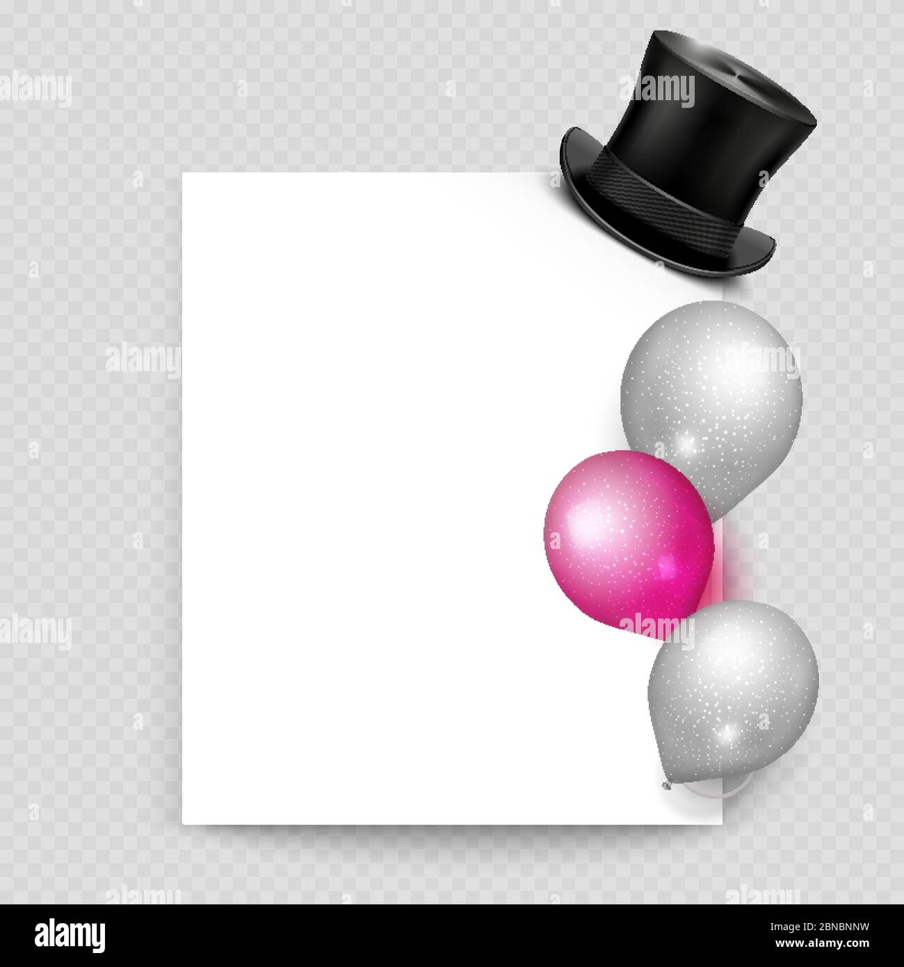 Greeting card vector template with blank paper sheet, realistic ...