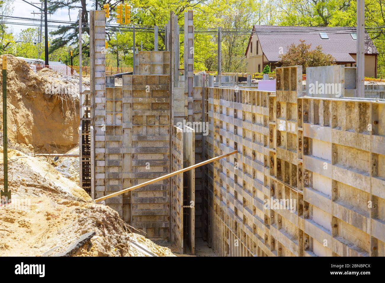 Metal formwork concrete strip on foundation for a the house Stock Photo ...