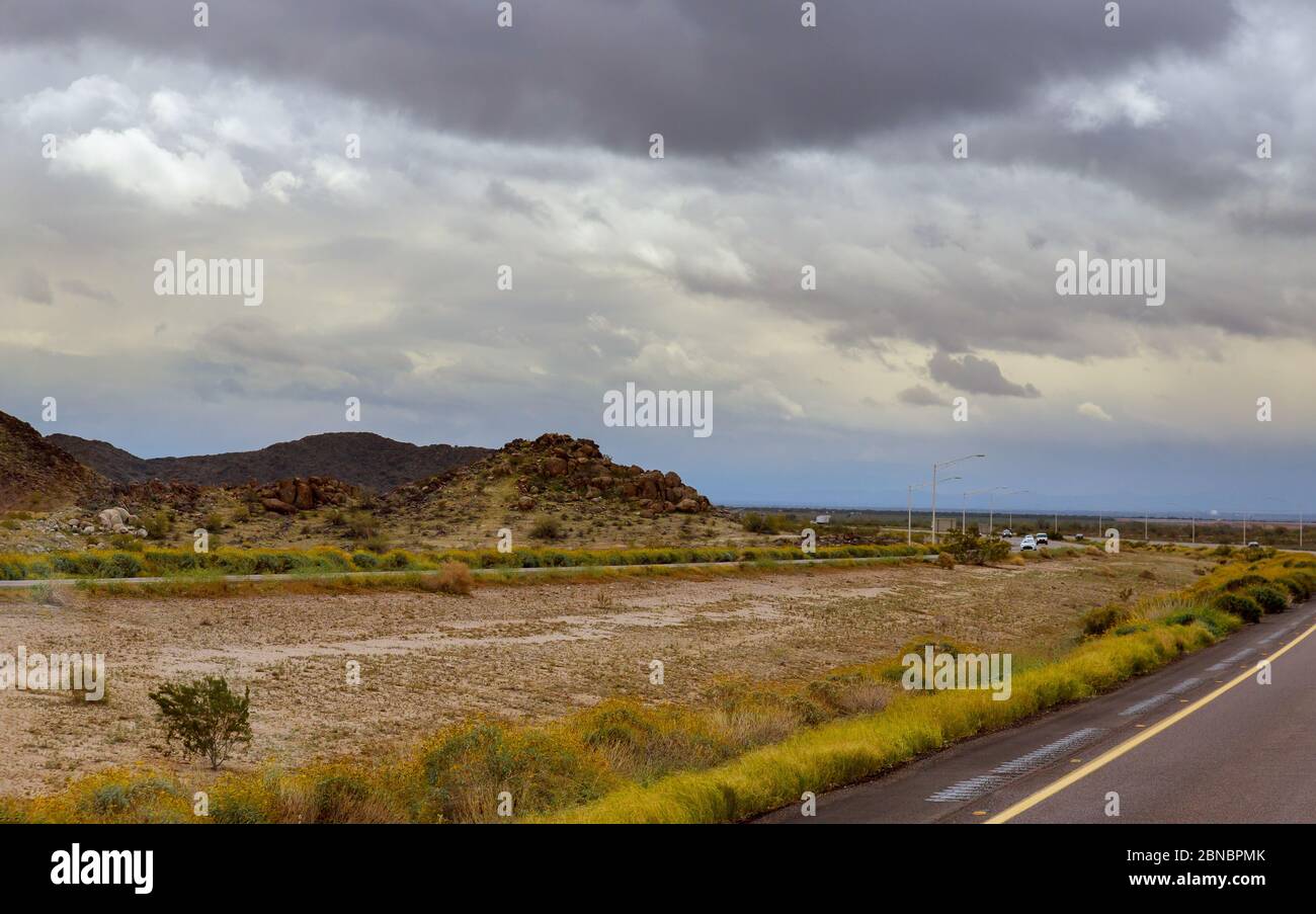 West Texas scenic landscape of desert area with hills USA Stock Photo ...