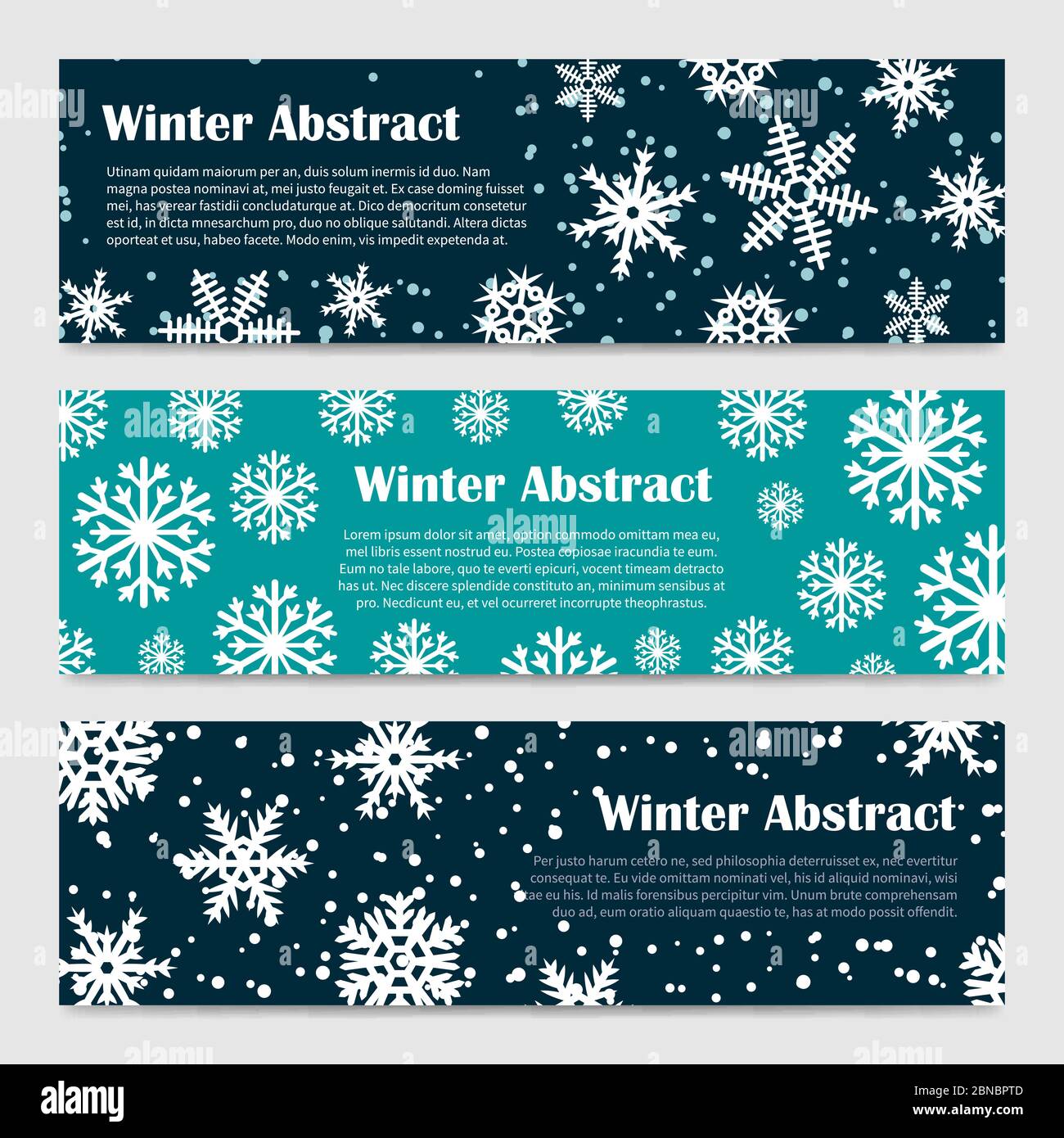 Winter banners of set vector templates with snowfall and snowflakes ...
