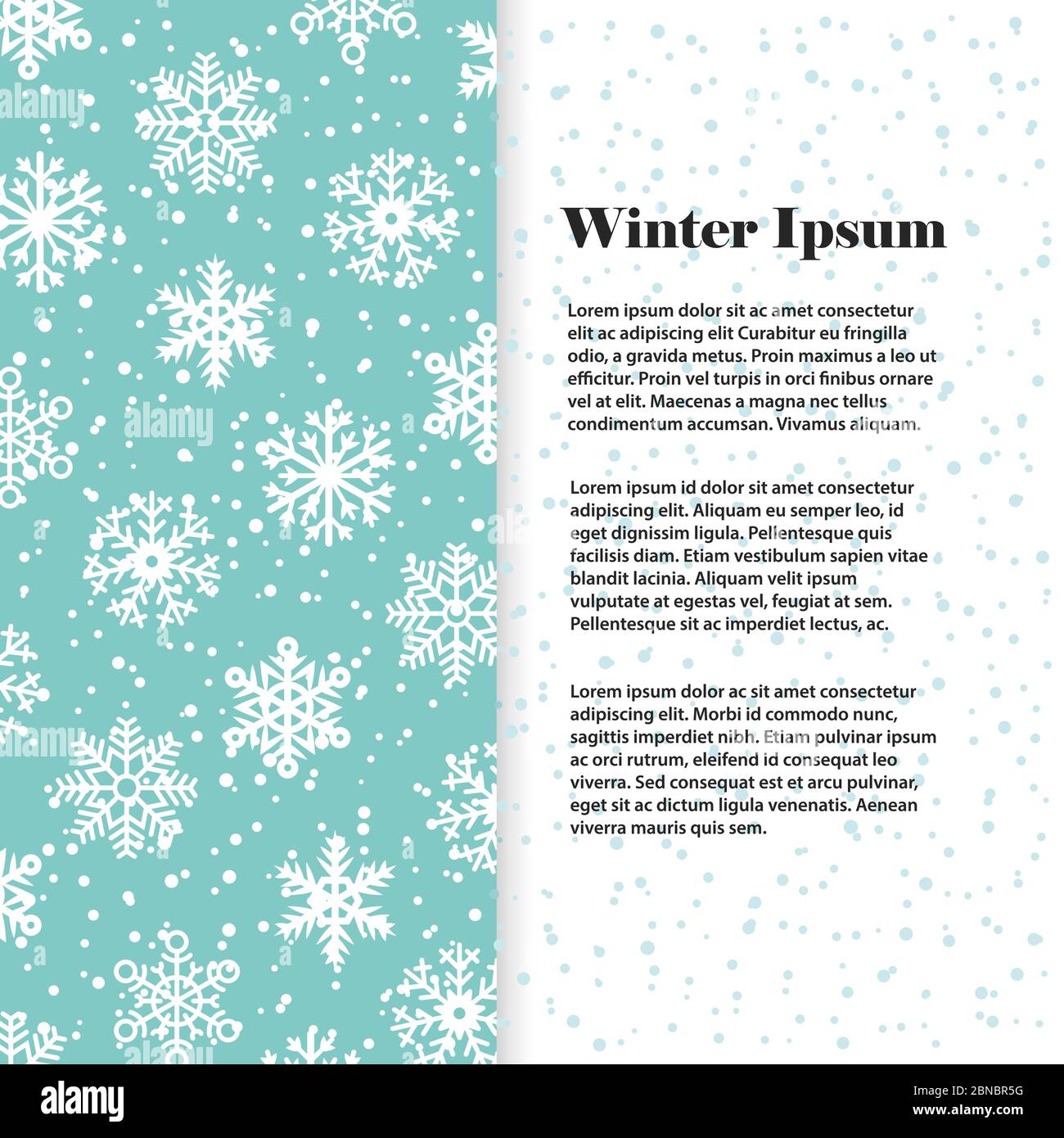 Winter banner or flyer template with white snowflakes. Vector ...