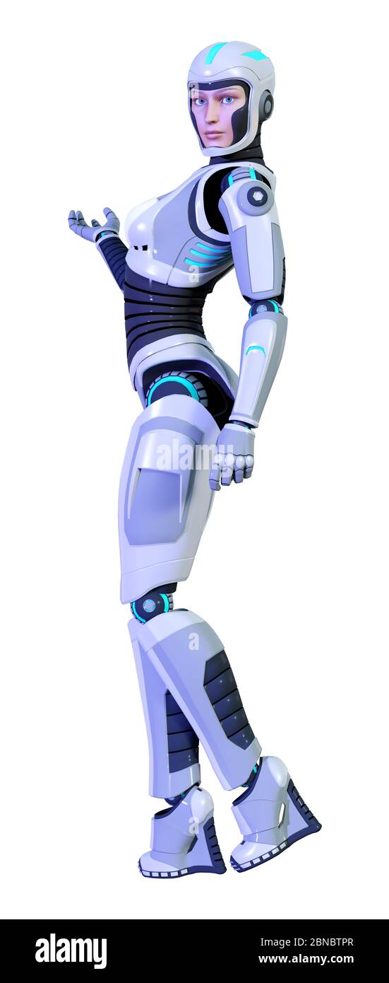 3D rendering of a female robot isolated on white background Stock Photo ...
