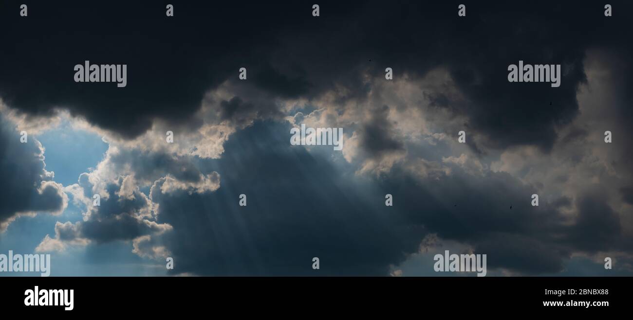 sky panorama background. rainy clouds. dramatic cloudscape Stock Photo ...