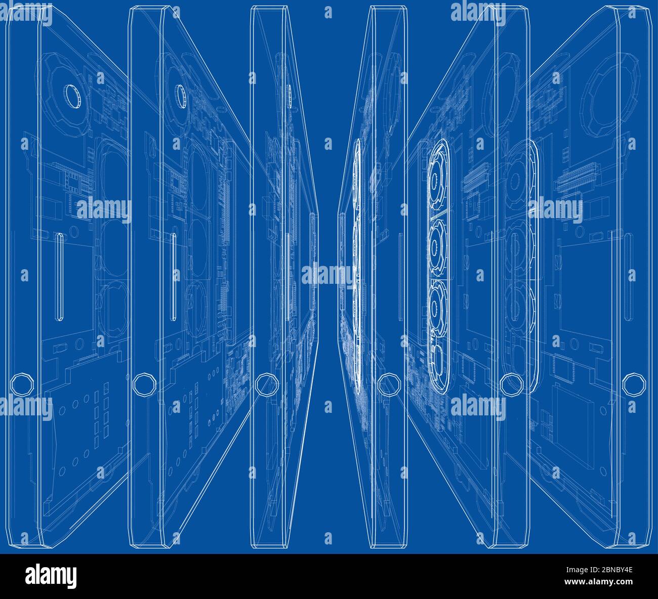 Smartphones concept outline. Vector rendering of 3d. Wire-frame style ...