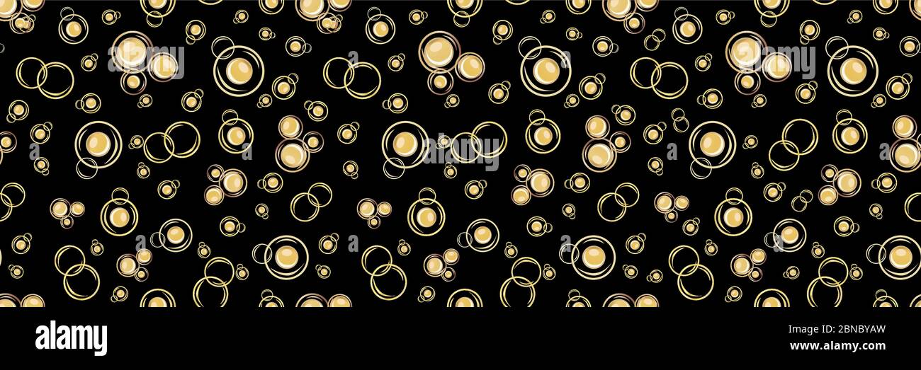 Abstract Champagne bubbles vector border background. Hand drawn fizzy overlapping drops black ...