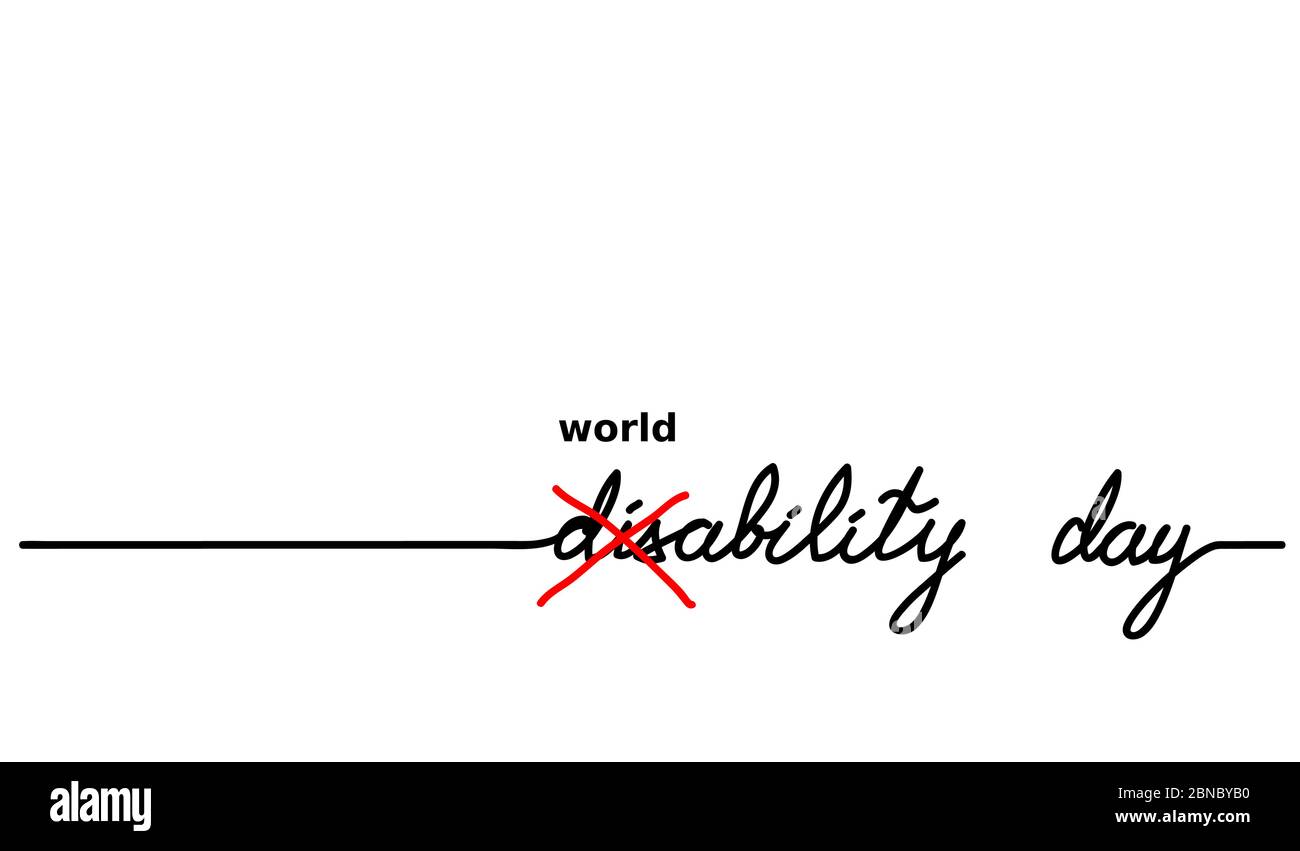 World disability day. Cross out disability text became ability word ...