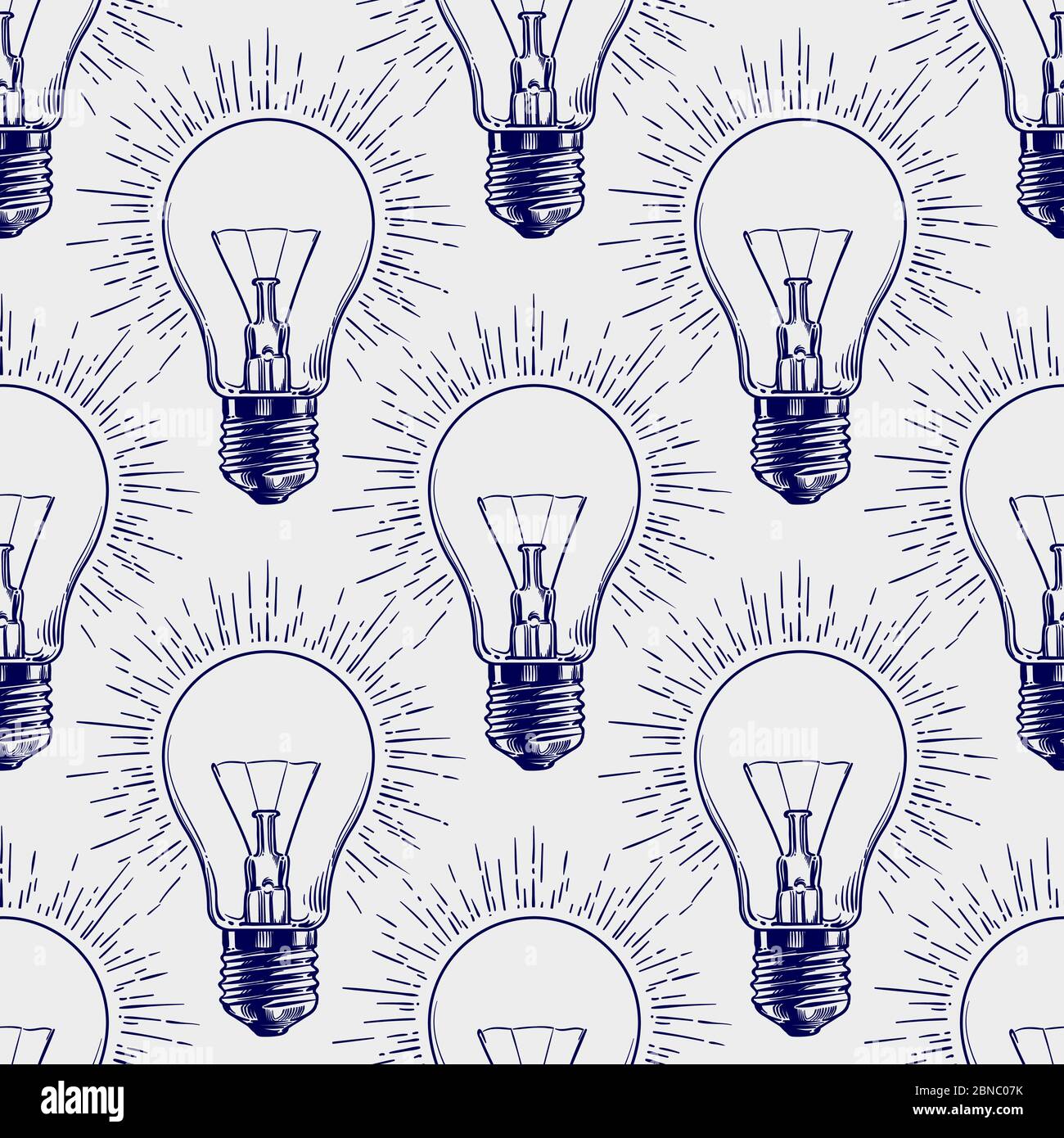 Lamp bulb sketch seamless pattern vector background. Illustration of hand drawn Stock Vector ...