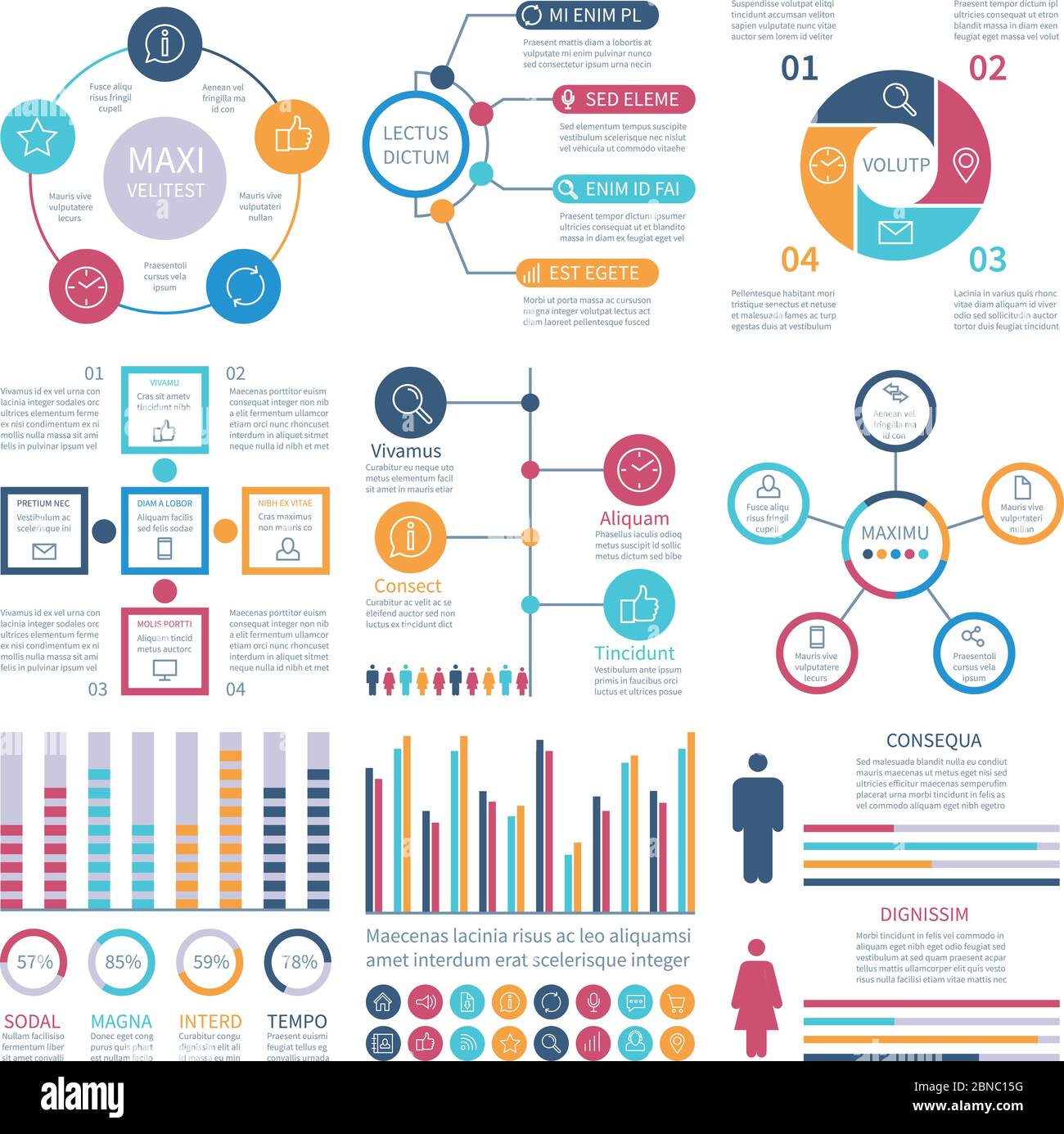 Infographic elements. Modern infochart, marketing chart and graphs, bar ...