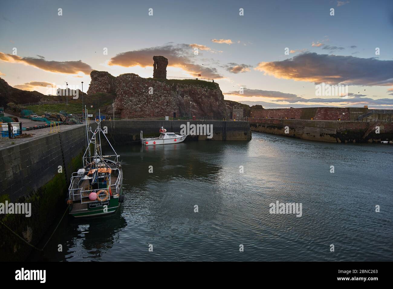Dunbar Harbor at sunset, East Lothian, Scotland, Uk, GB Stock Photo - Alamy