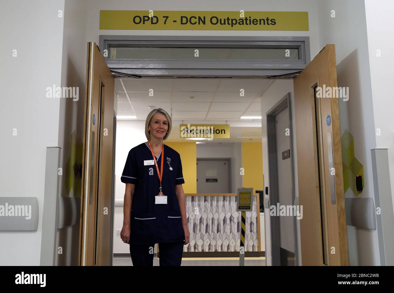 Senior charge nurse Jan Ferguson at the entrance to the Outpatients ...
