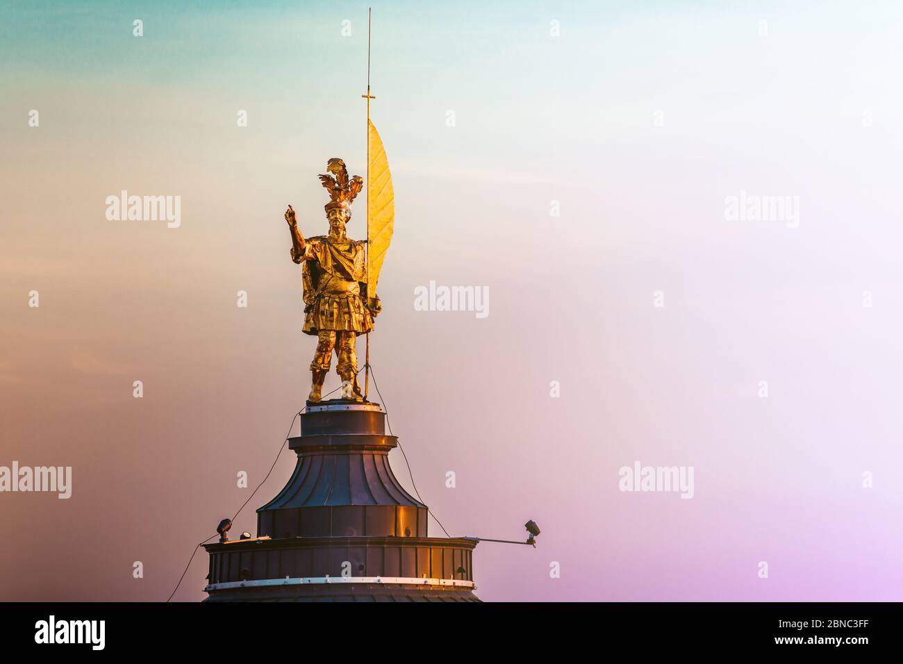 Duomo of Bergamo Golden statue of Saint Alexander on the dome Beautiful ...