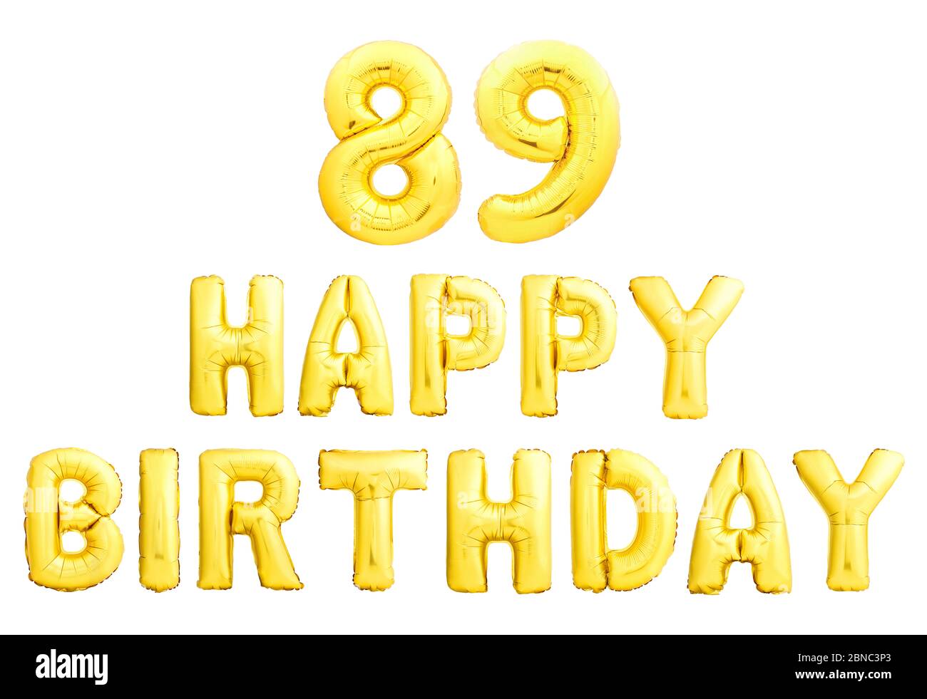 Happy birthday 89 years golden inflatable balloons isolated on white ...