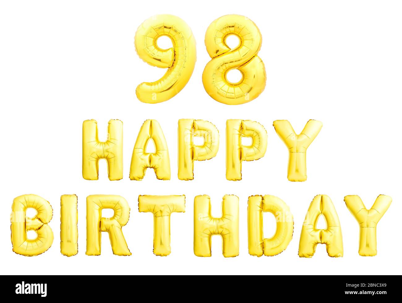 Happy birthday 98 years golden inflatable balloons isolated on white ...