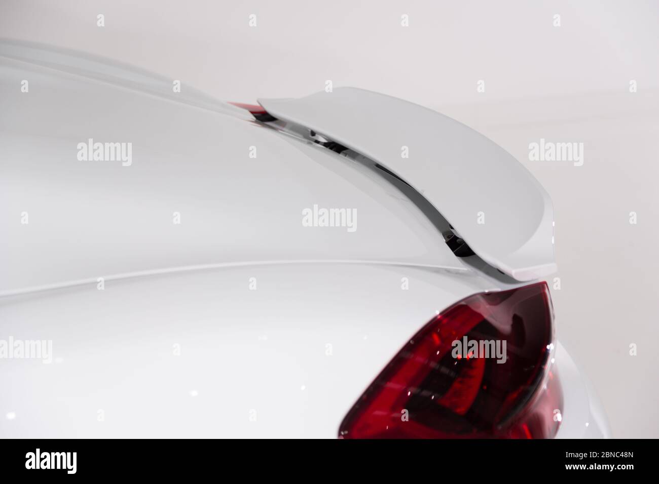 Exterior of a modern white luxury car with a white background Stock ...