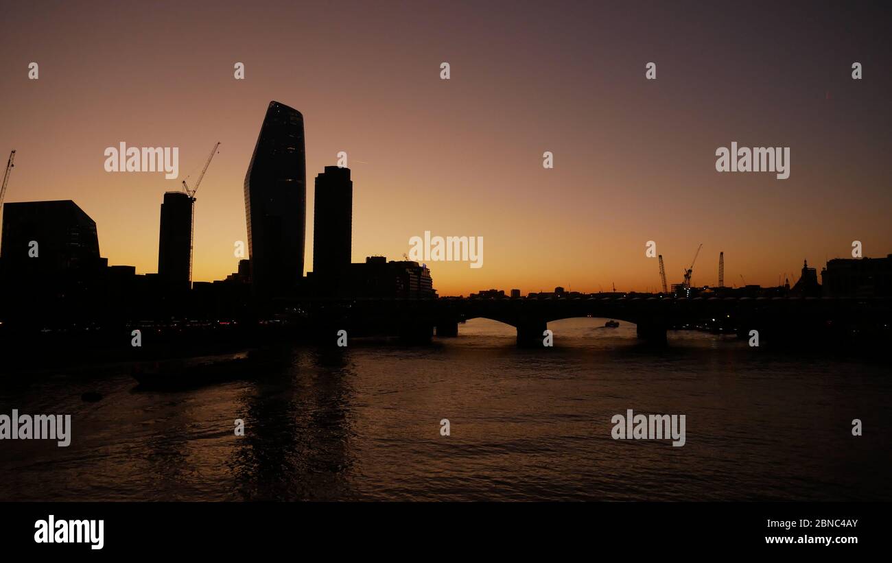 Sunset over the River Thames, London. Photographed from Millennium ...