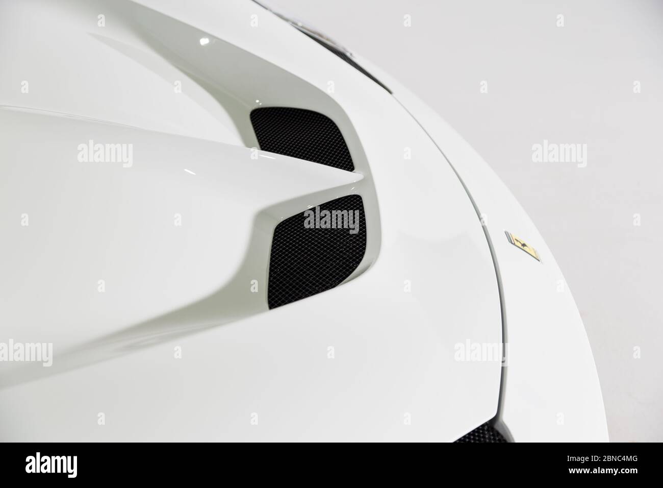 LONDON, UNITED KINGDOM - May 03, 2017: View of bonnet of a white ...