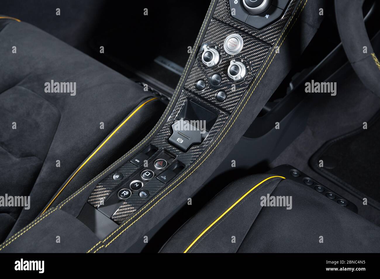 Black center console details of a modern luxury car Stock Photo - Alamy
