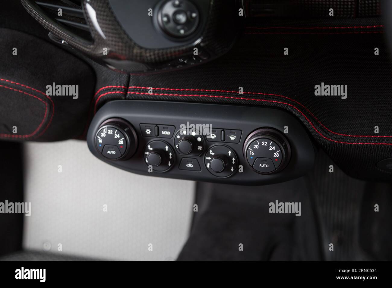 Closeup of the control buttons of a luxury car under the lights Stock ...