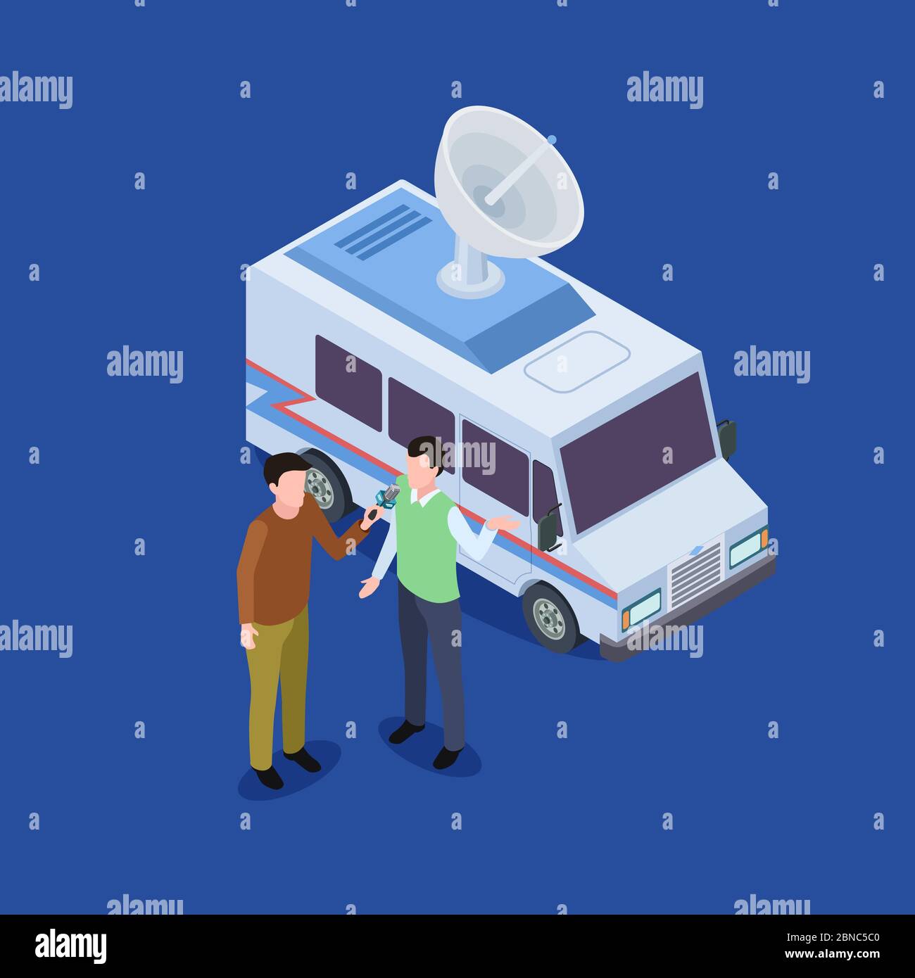 Man gives interview to journalist isometric vector. Illustration of tv ...