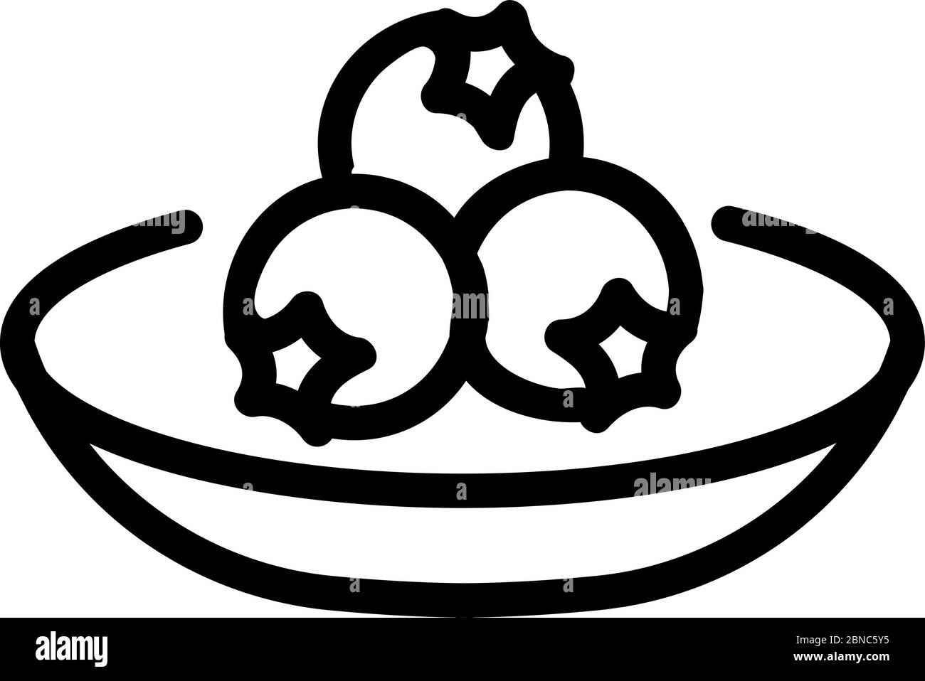 side view of hawthorn berries on plate icon vector outline illustration ...