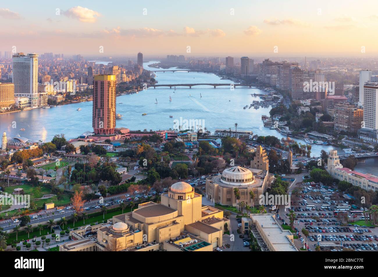 Modern Cairo, view on the Nile and the bridges, Egypt Stock Photo - Alamy