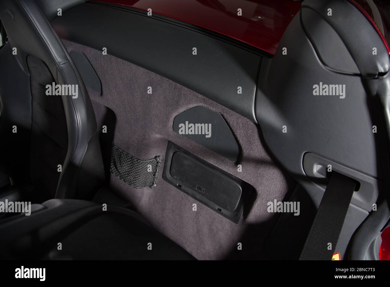 Closeup shot of details of a red car cabin Stock Photo - Alamy