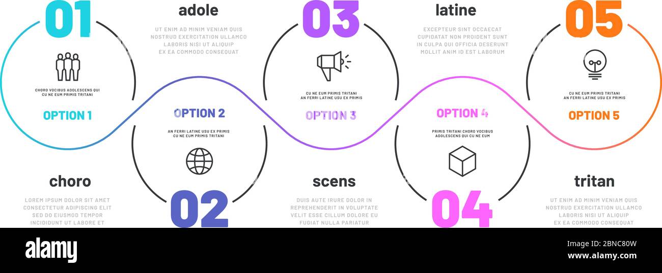 Line step infographic. 5 options workflow diagram, number infograph ...