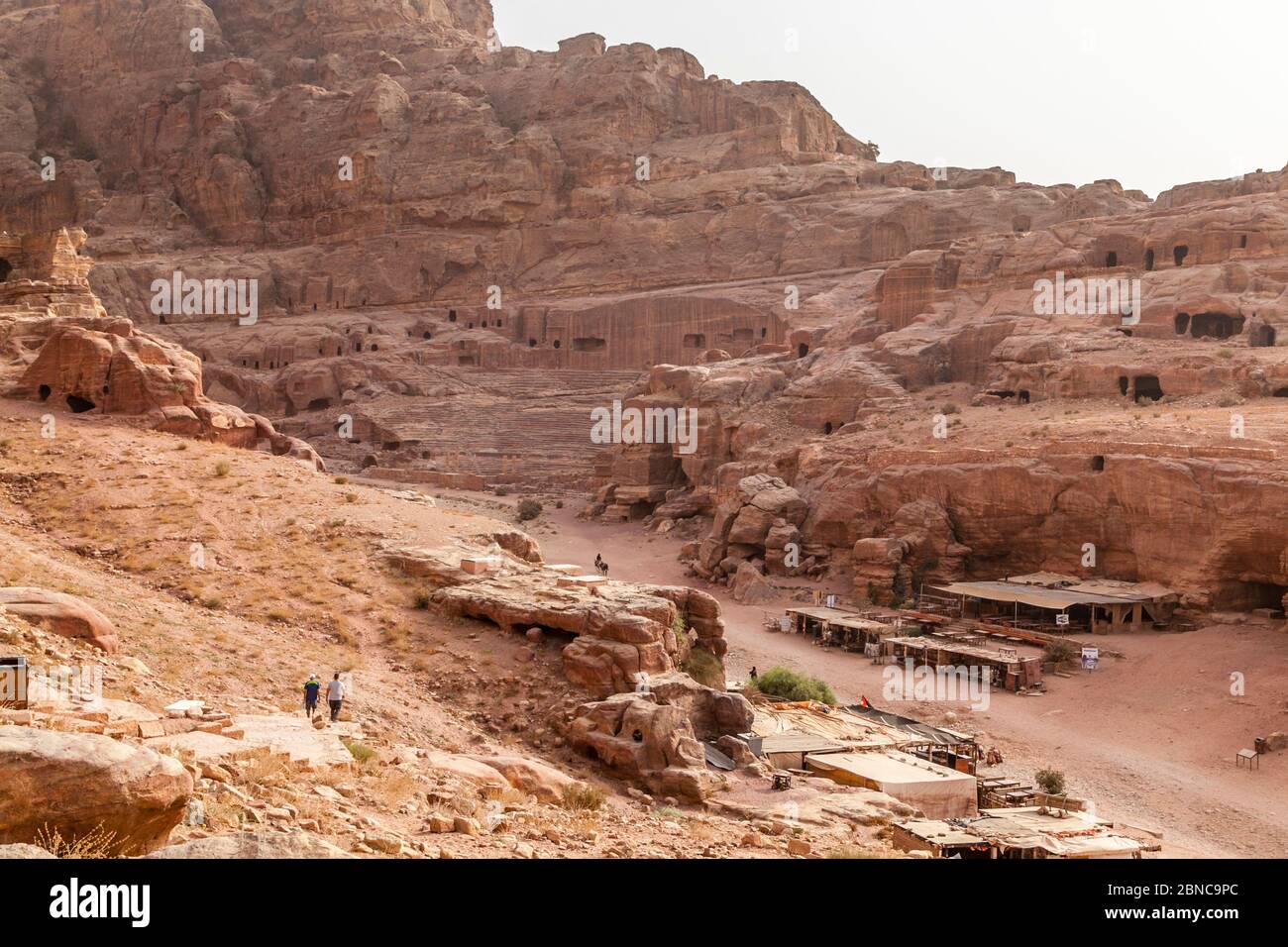 View of caves and rock formations at the world heritage site of Petra ...
