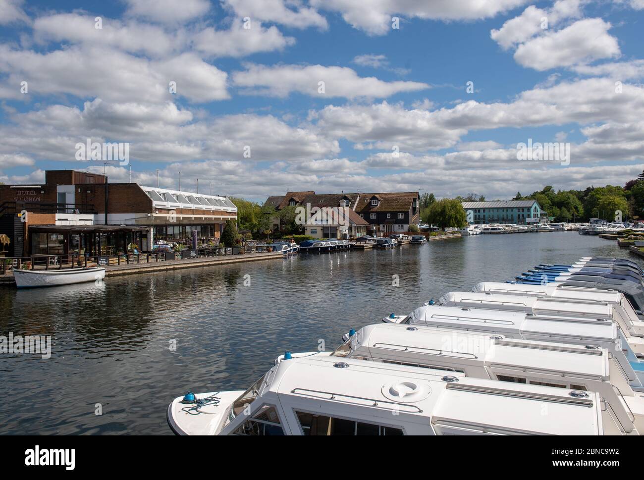 The River Bure at Wroxham on the Norfolk Broads remains quiet, as ...