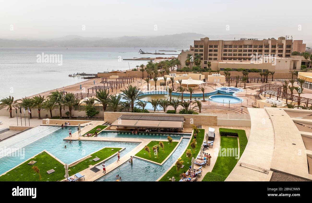 View of a luxury resort in the coastal town of Aqaba in Jordan Stock ...