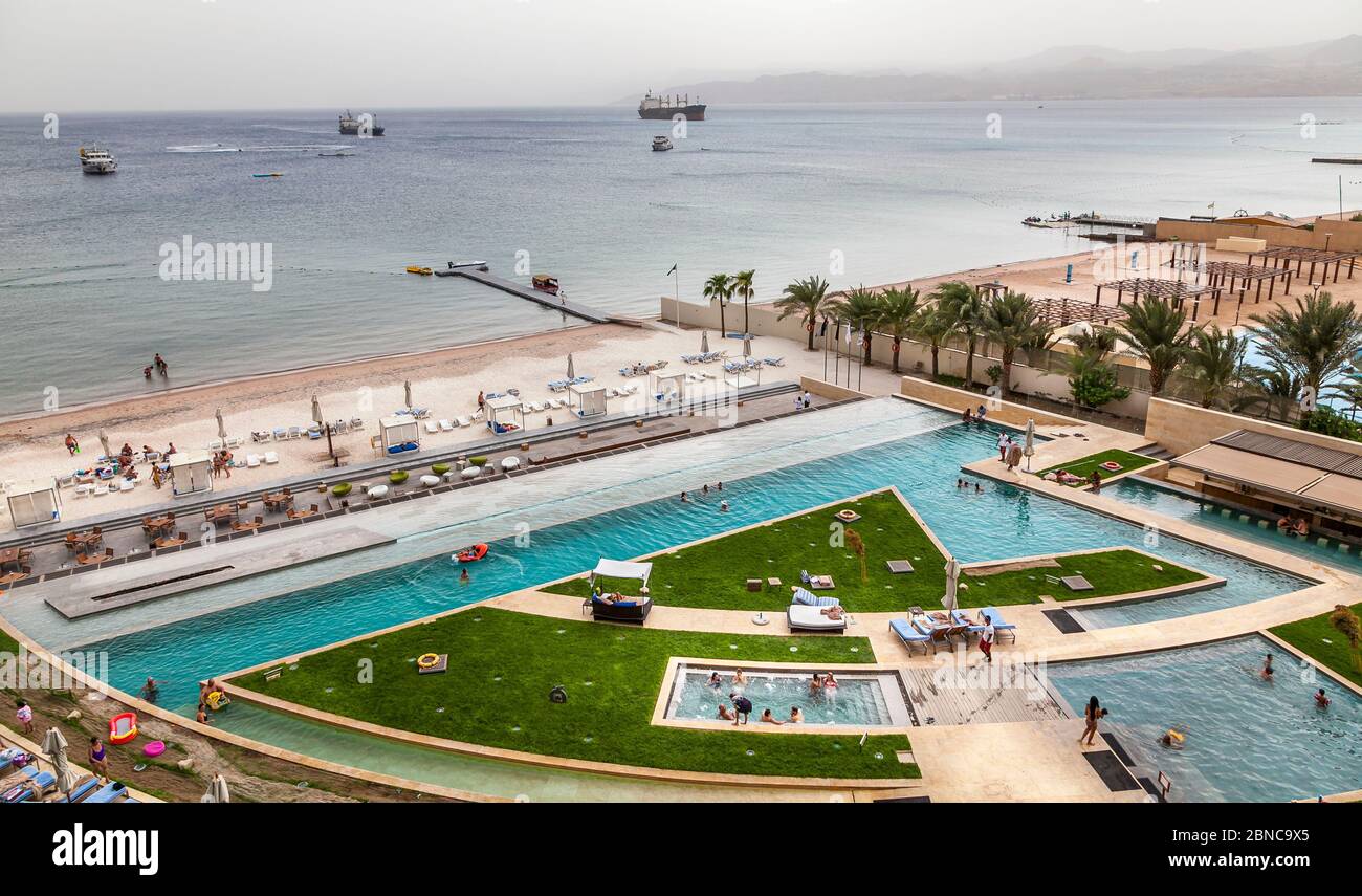 View of a luxury resort in the coastal town of Aqaba in Jordan Stock ...