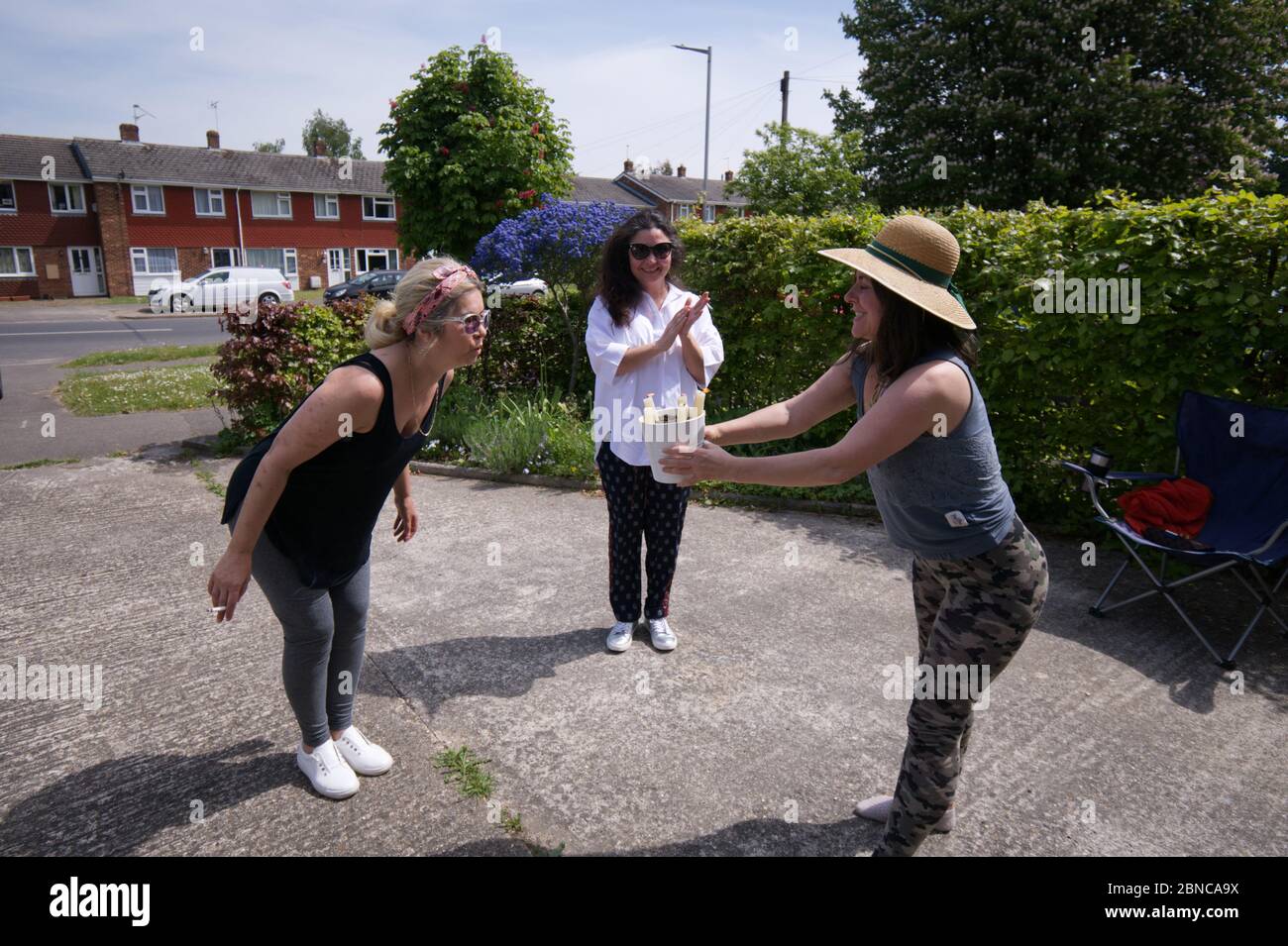 Safe distance 50th birthday party in driveway during Coronavirus ...
