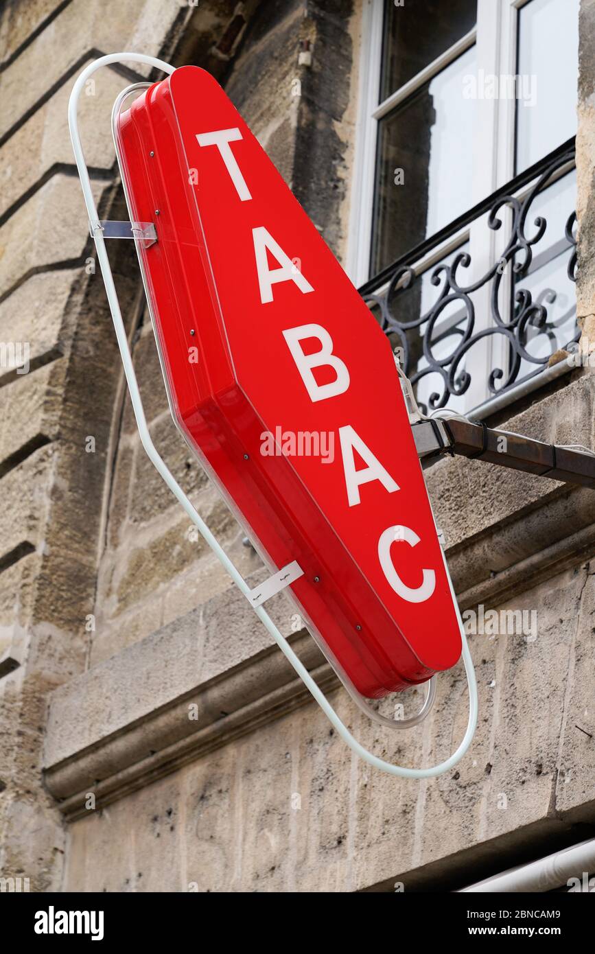 Bordeaux , Aquitaine / France - 05 12 2020 : French Red shop tobacco ...