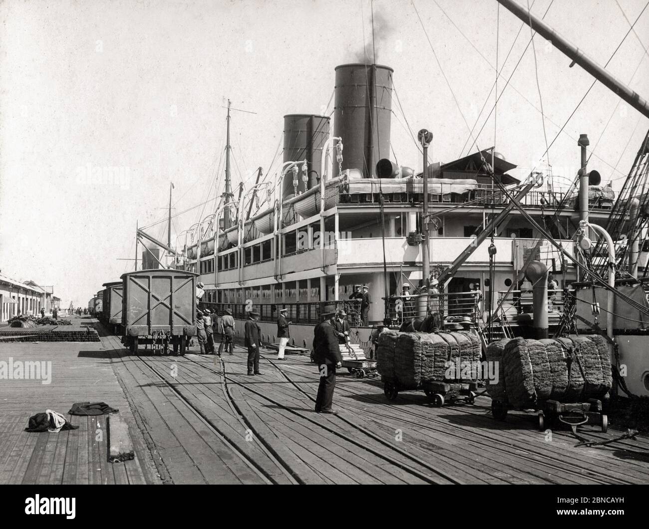 Ships loading at a wharf on the Outer Harbour, Adelaide Australia, c ...