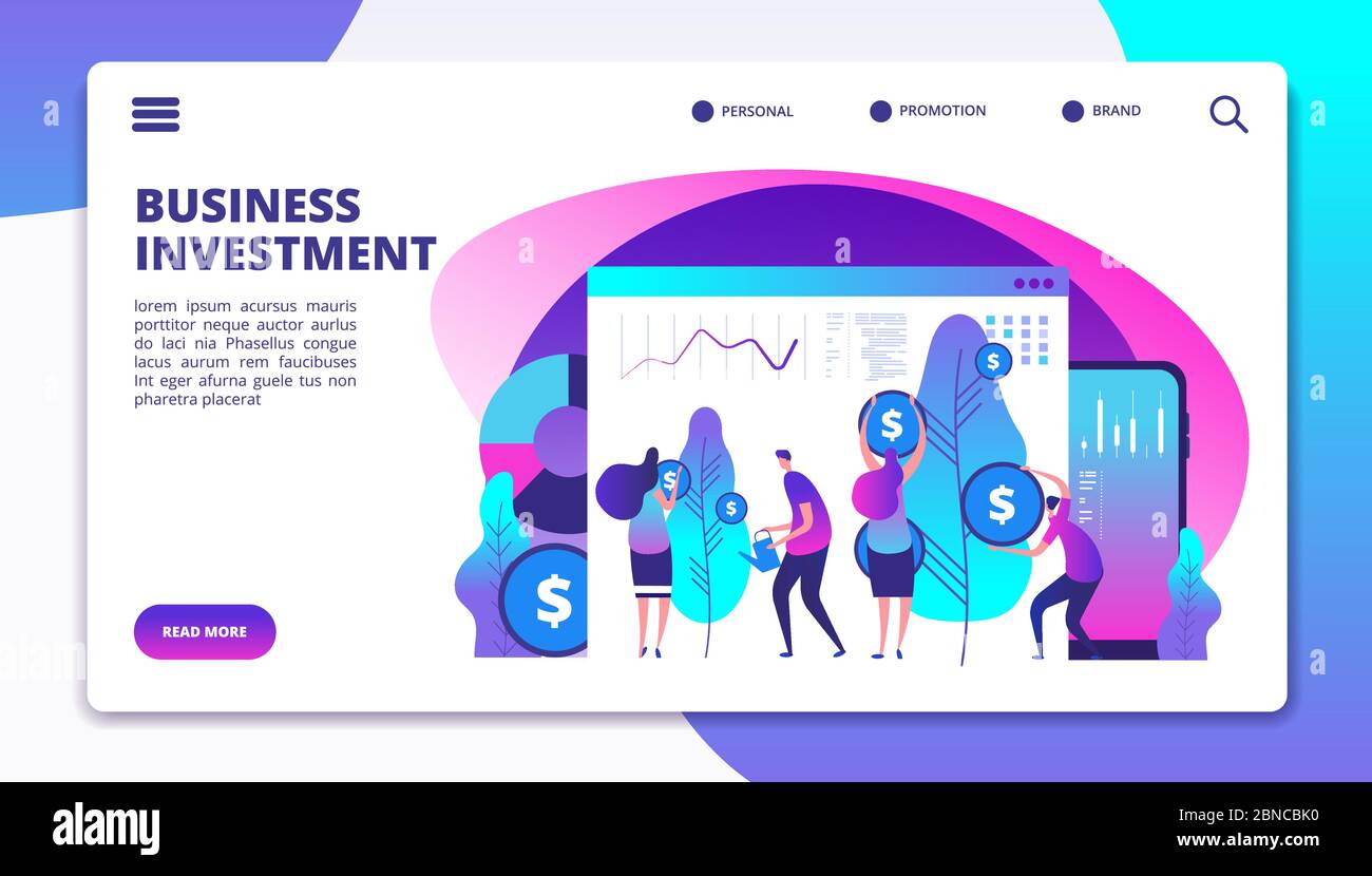 Investments landing page. Investment fund managers make profit for ...