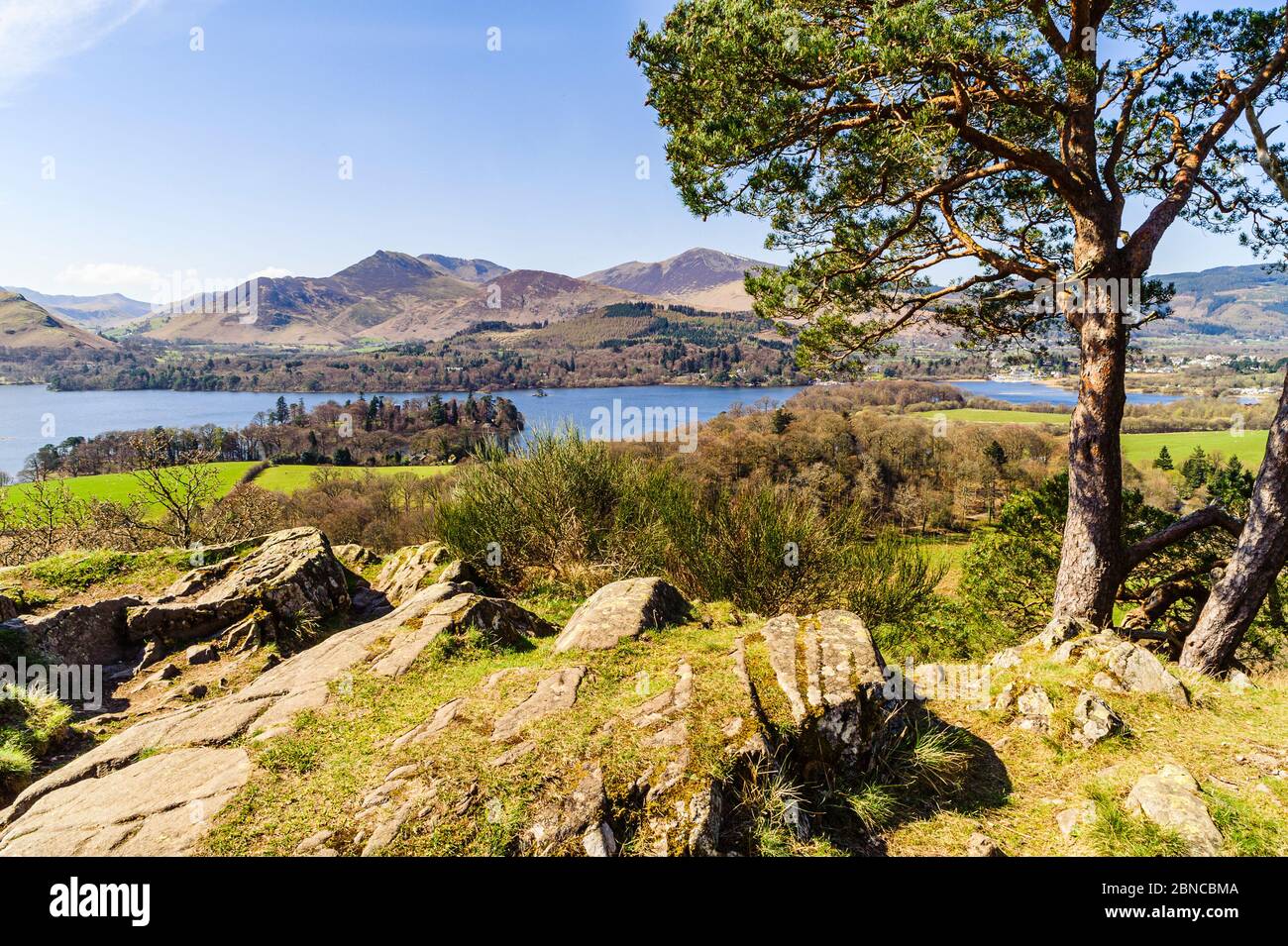 Summit of Castle Head near Keswick in the English Lake District looking ...