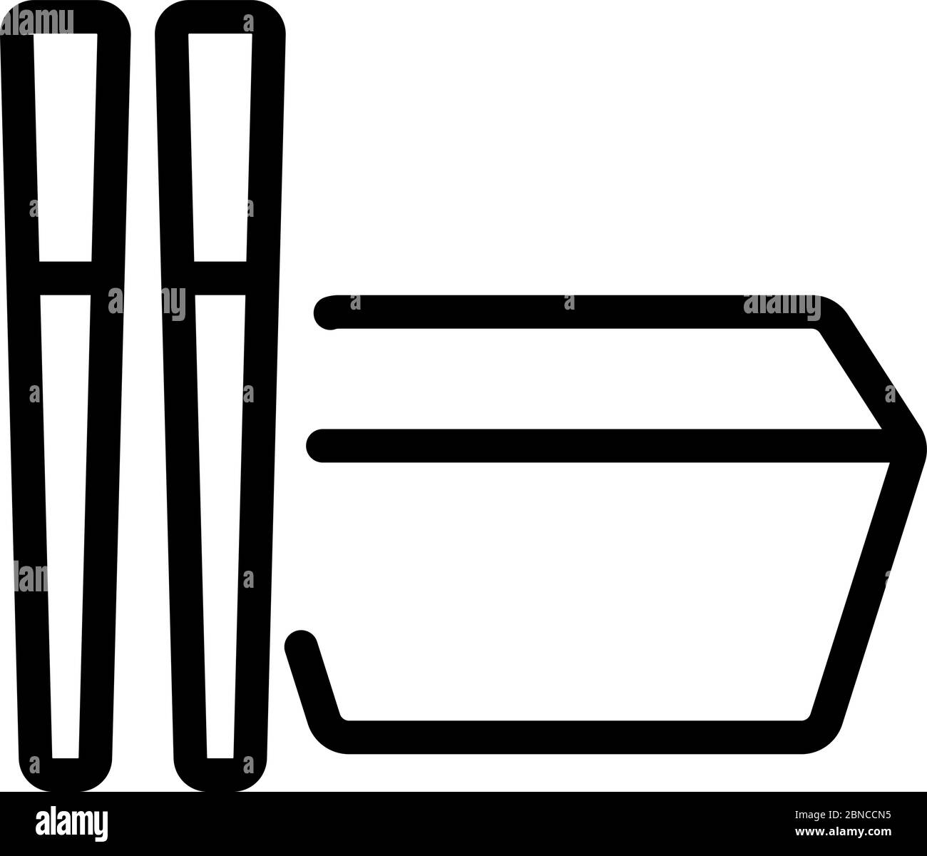 rectangular food container with cutlery icon vector outline ...