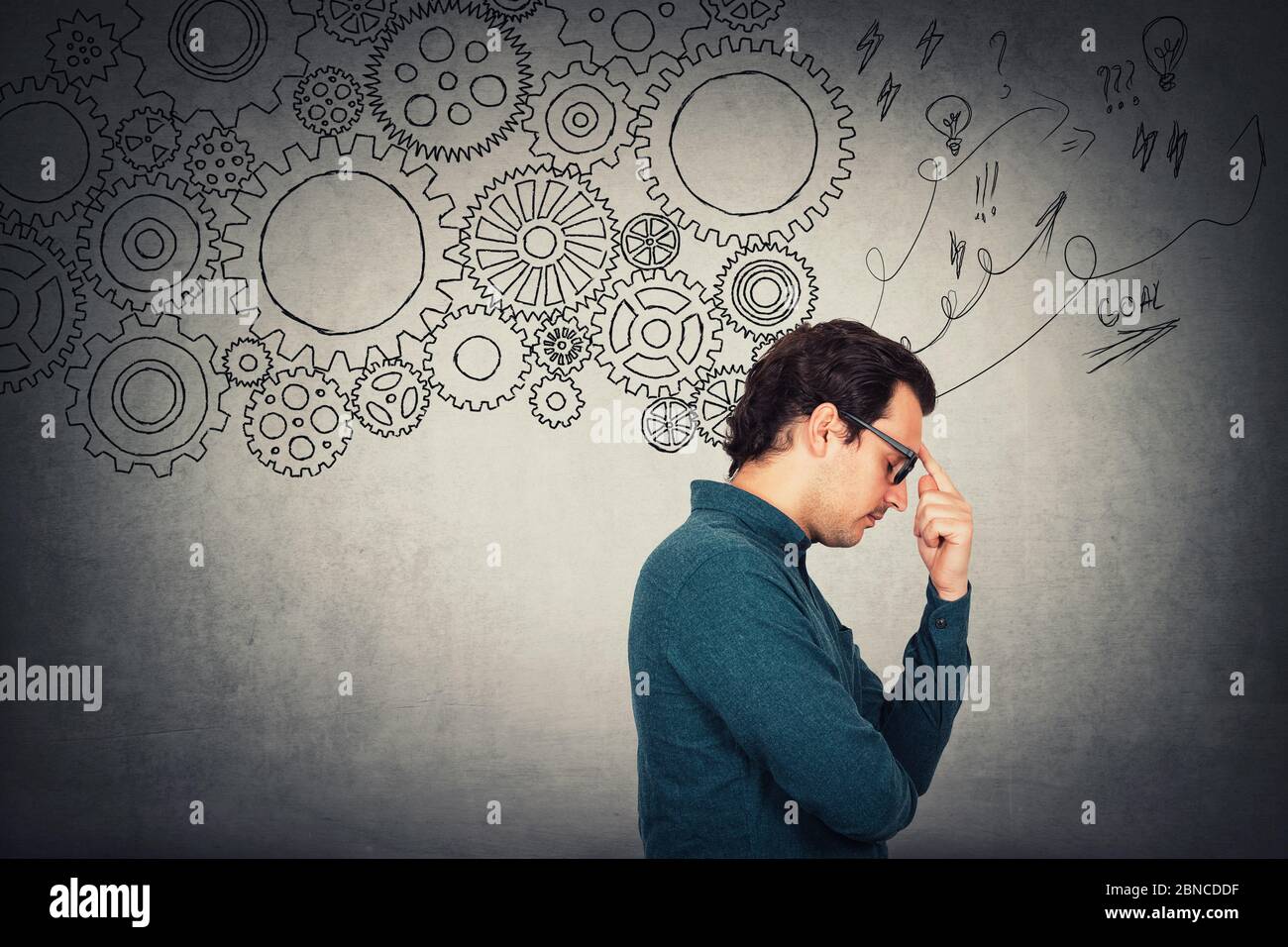 Finger at forehead hi-res stock photography and images - Alamy