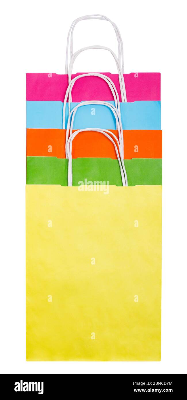 Colorful paper bags isolated on white Stock Photo - Alamy
