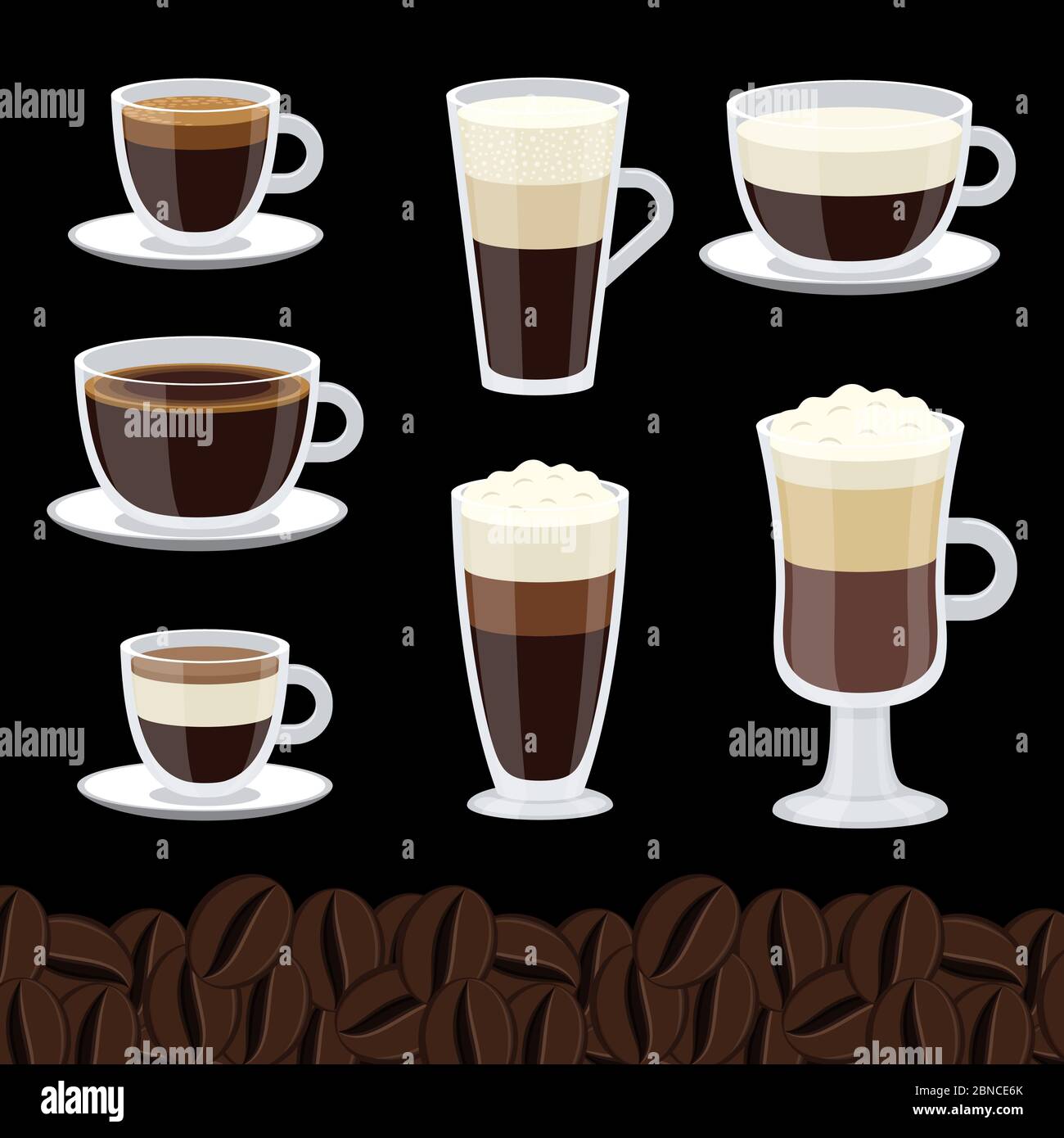 Cartoon cups set of coffee vector collection. Cup of coffee collection ...