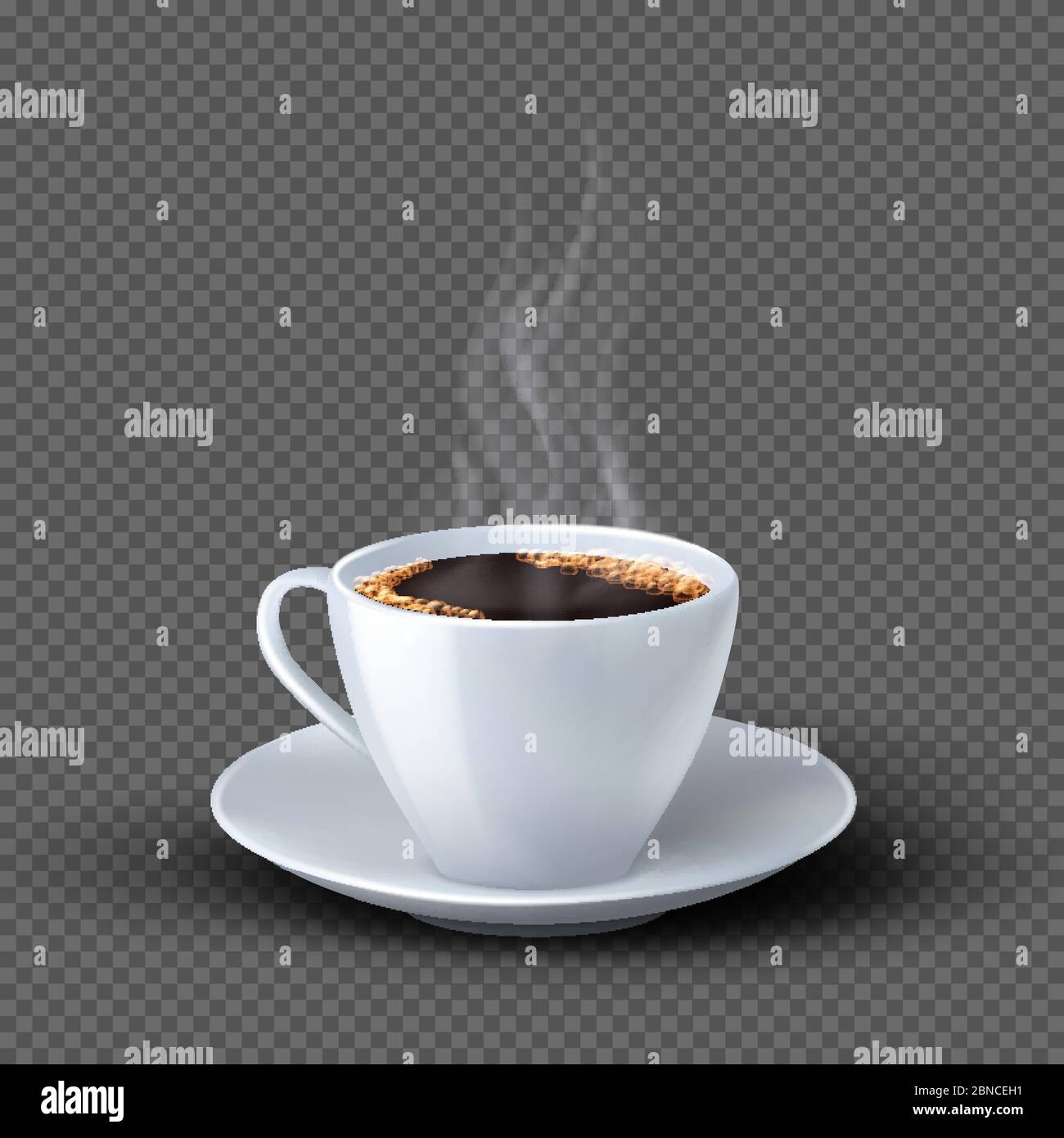 White realistic coffee cup with smoke isolated on transparent ...